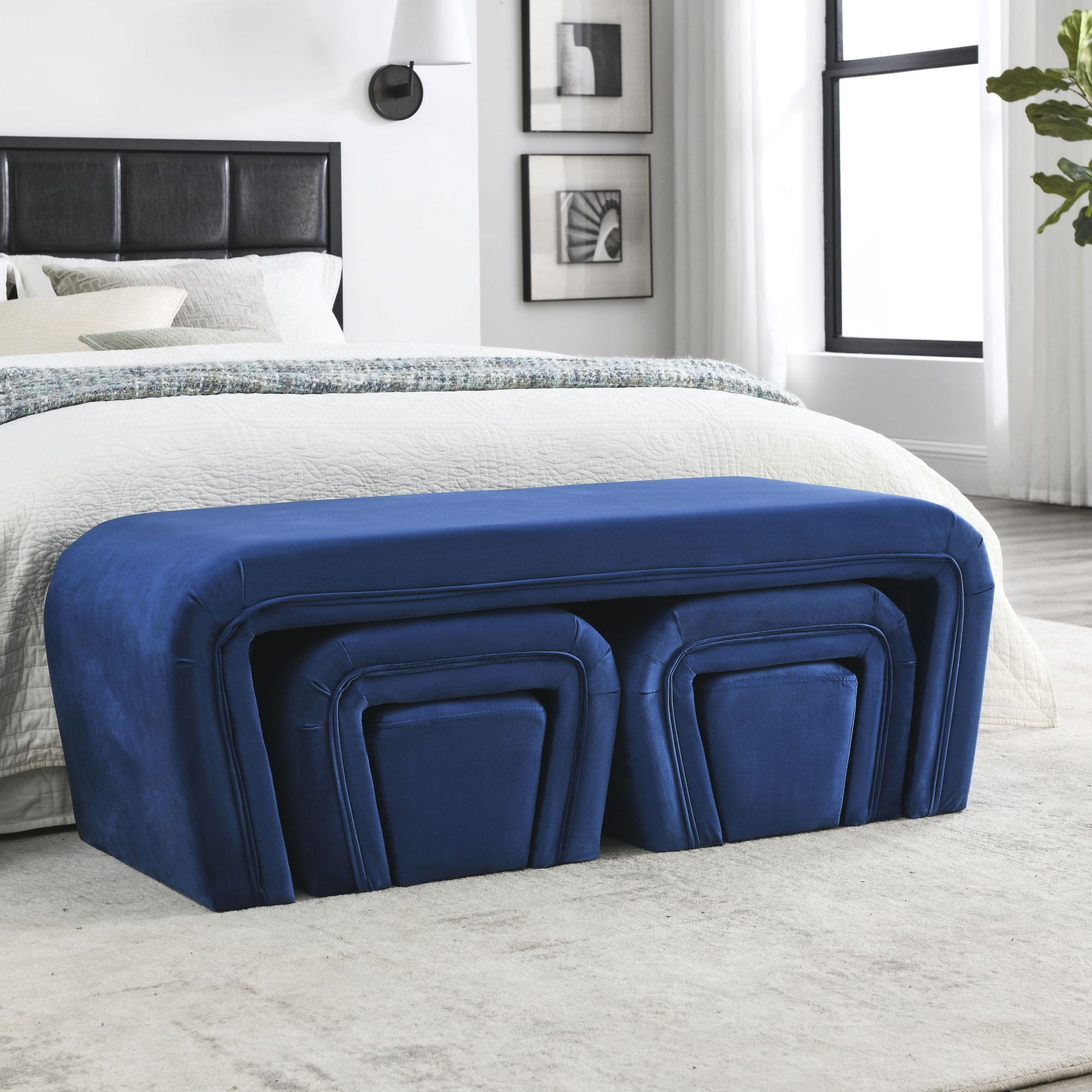 Unique Choice 46" W Modern Upholstered Nesting Bench,End of Bed Bench,5 ...