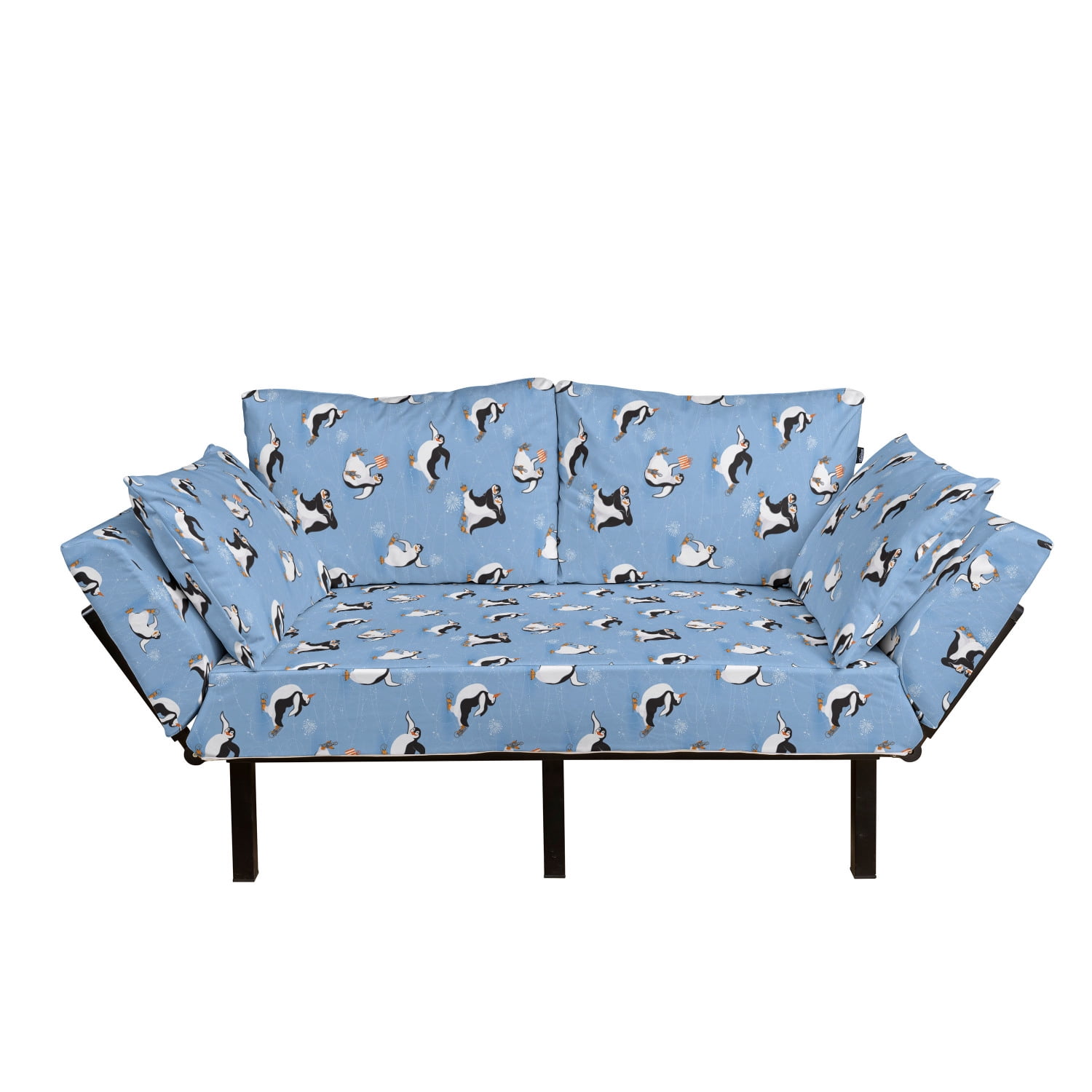 Cartoon Animal Futon Couch, Skating Funny Penguins Fun Activity ...