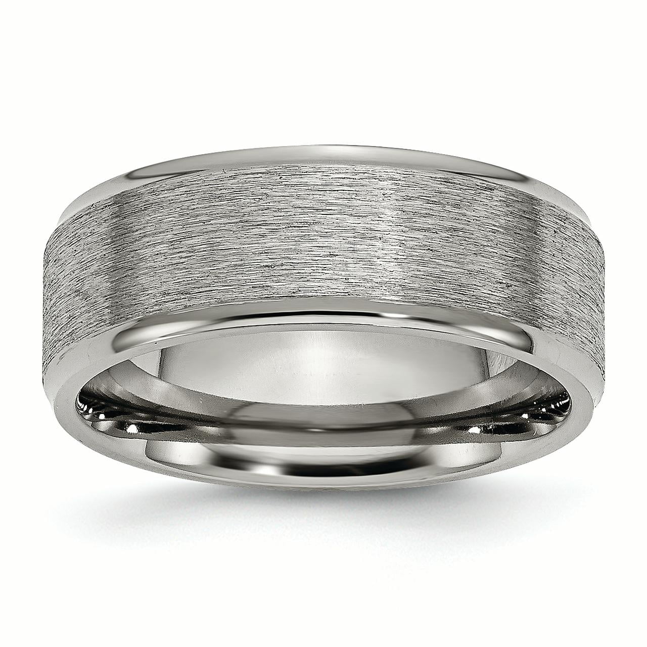 Jewelrypot - Titanium Ridged Edge 8mm Brushed and Polished Band ...