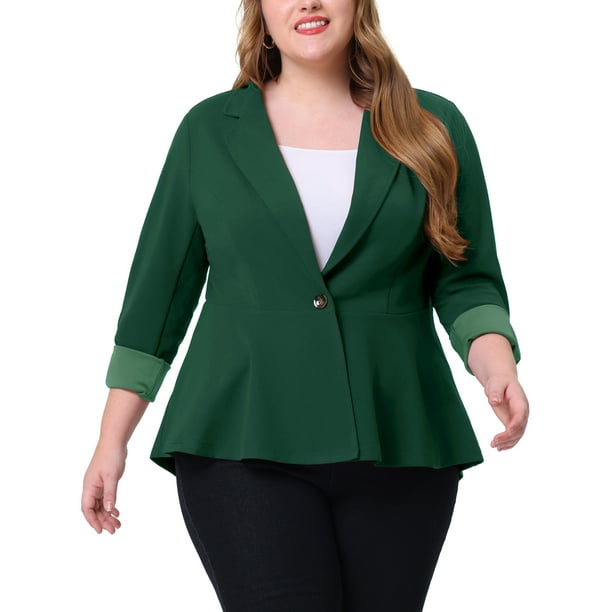 Blazer de mujer plus size Agnes Orinda con botones, panel con muesca y ...
