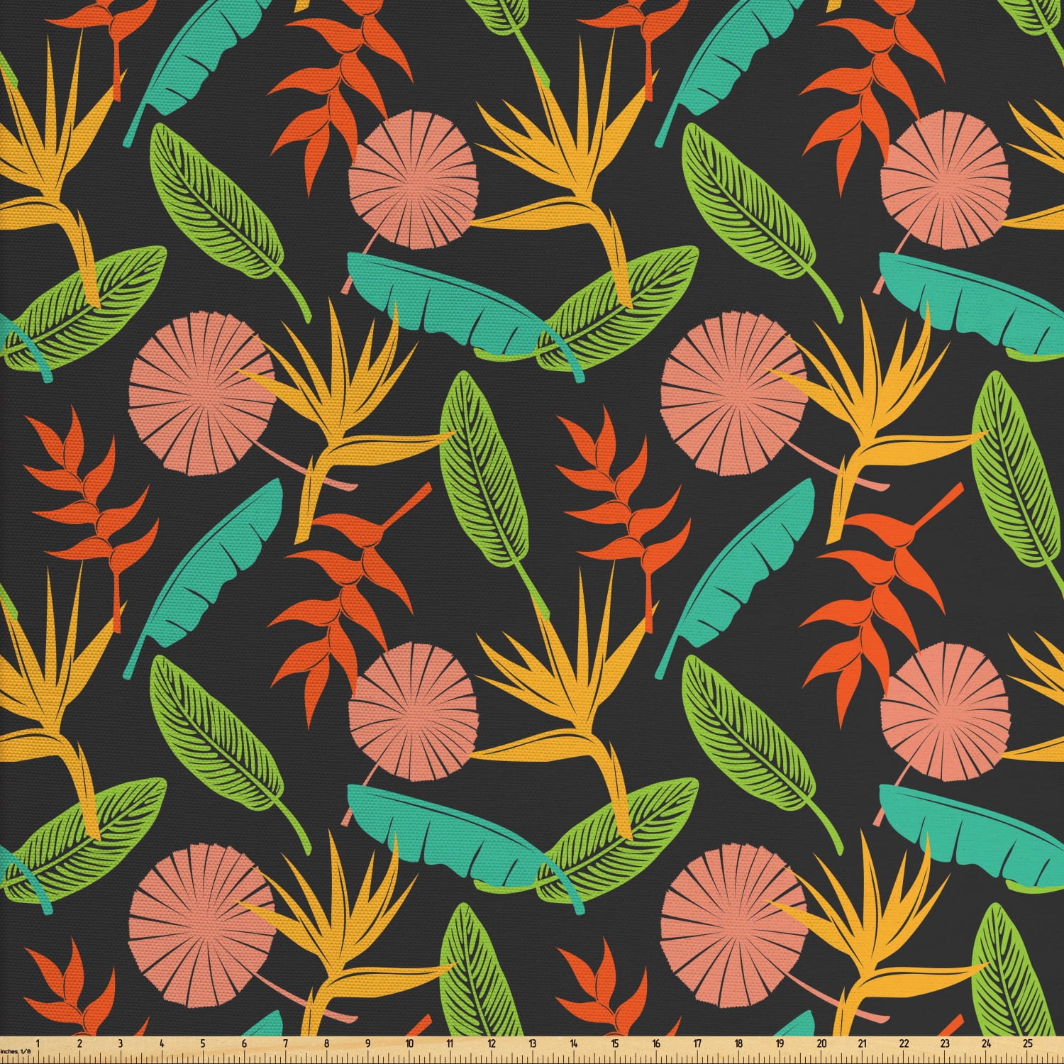 Tropical Fabric by the Yard, Abstract Exotic Botany of Bird of Paradise ...