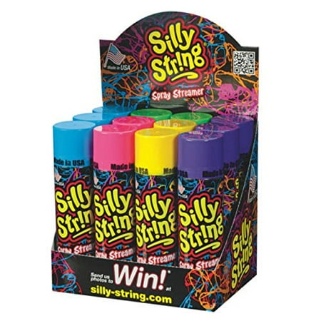 SILLY STRING Spray Streamer (Assorted Colors) (Pack of 12)(3 Oz cans ...