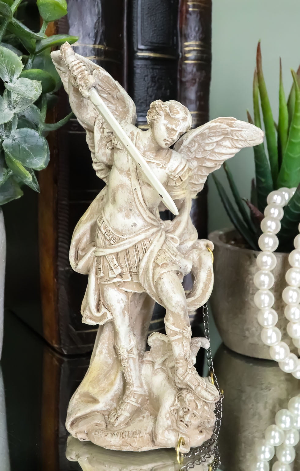 Holy Archangel Saint Michael With Chained Lucifer Statue Holy Eucharist ...