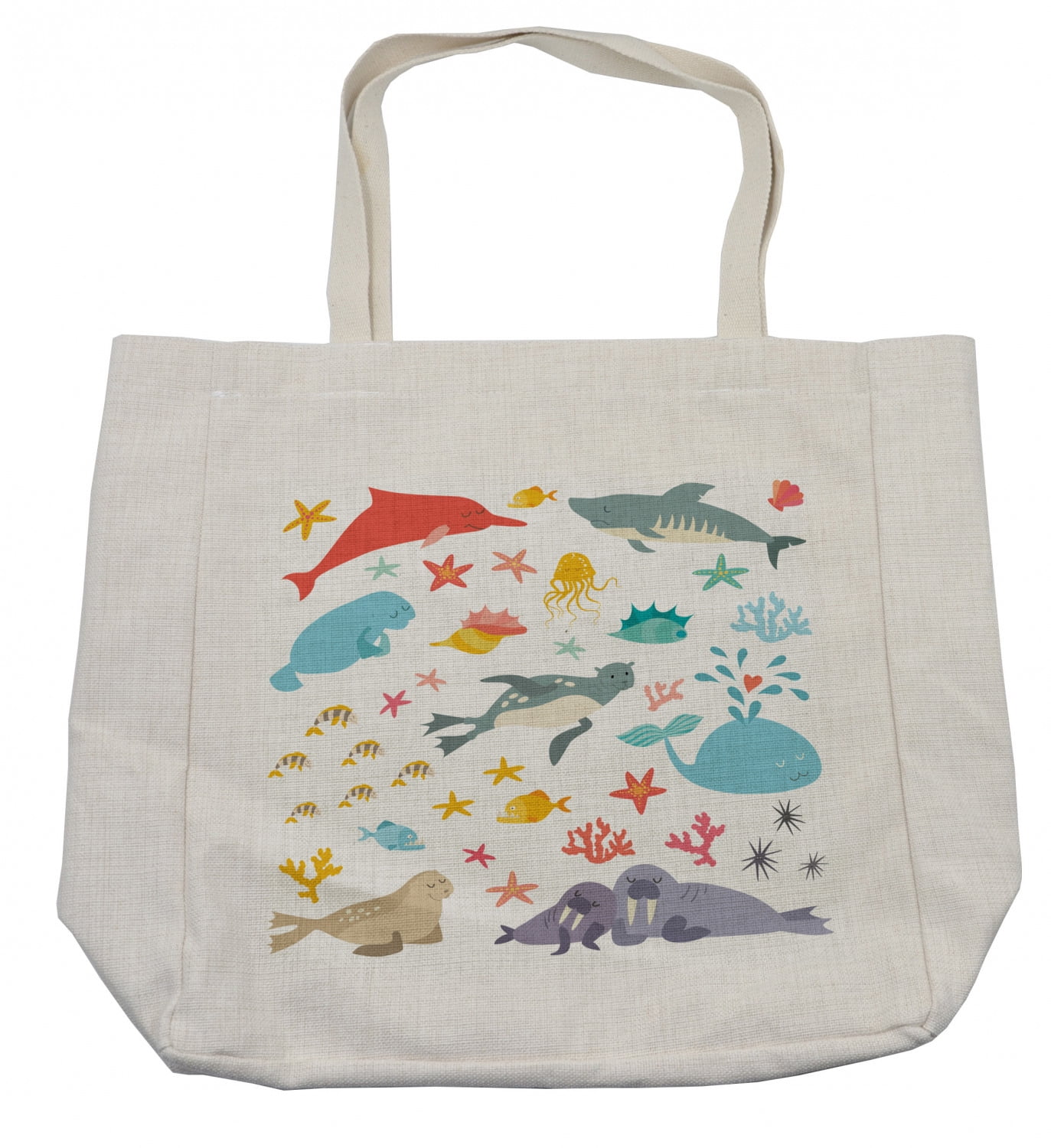 Ocean Shopping Bag, Whale Squid Sea Lion Shark Jellyfish Clownfish ...