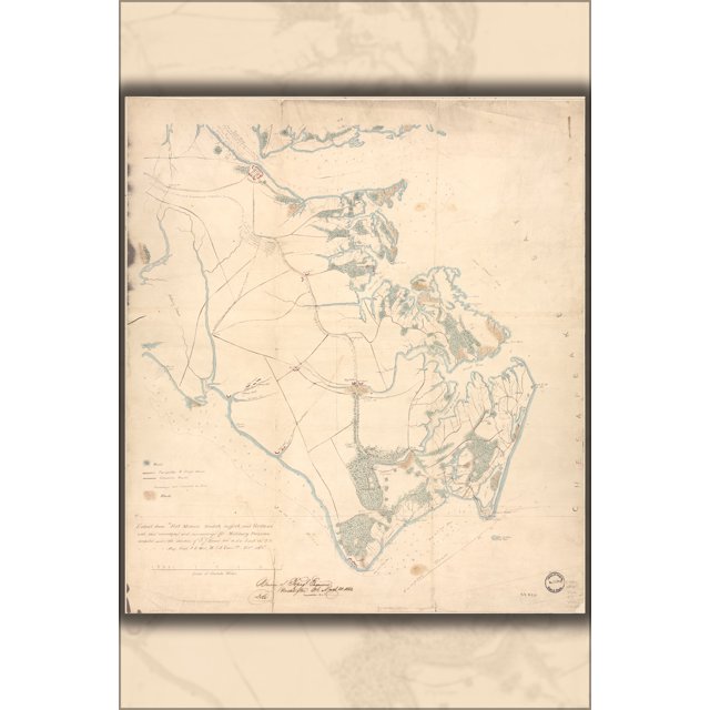 24"x36" Gallery Poster, map of Fort Monroe Norfolk Yorktown virginia ...