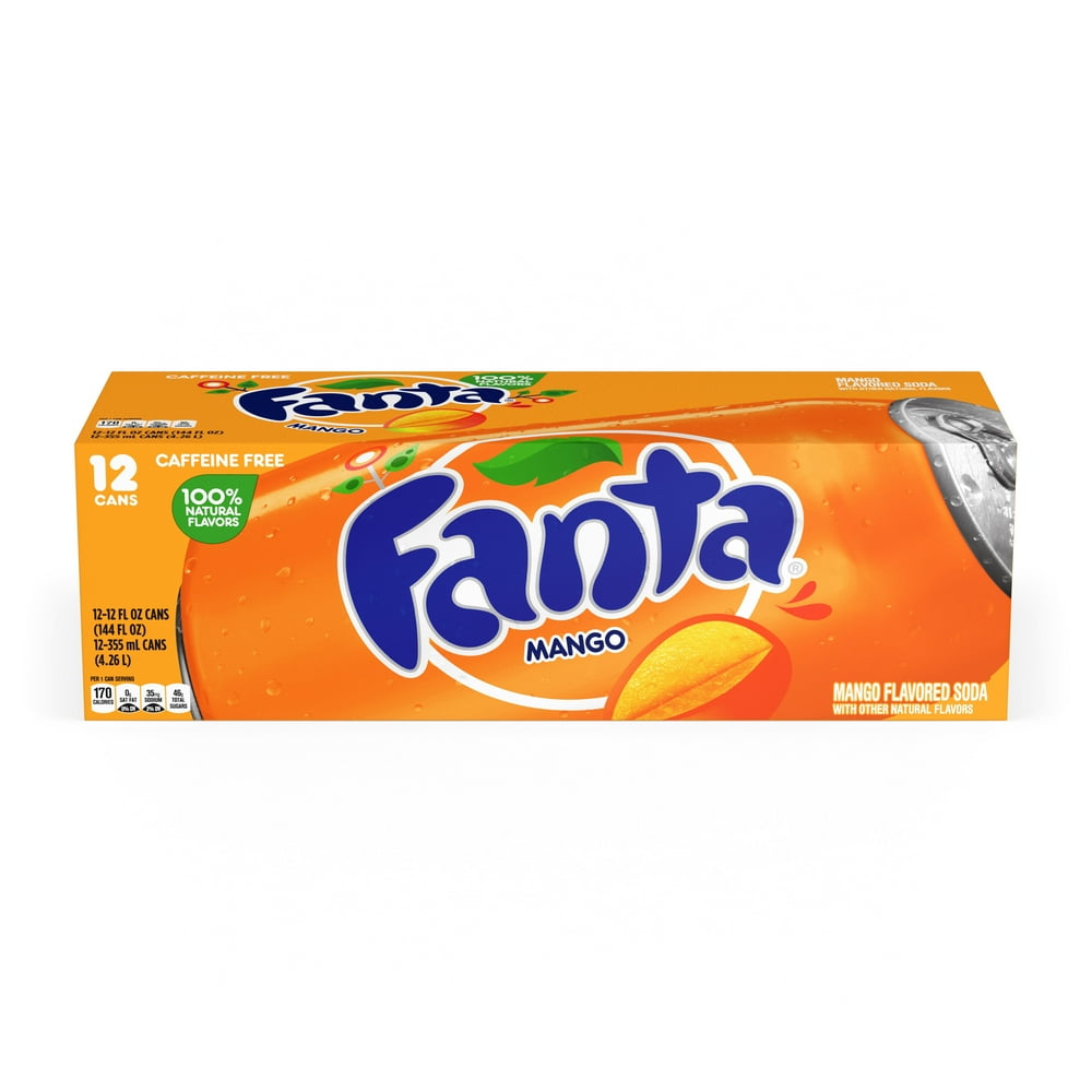 Fanta Mango Fruit Flavored Soda Soft Drink, 12 fl oz, 12 Pack - Walmart ...
