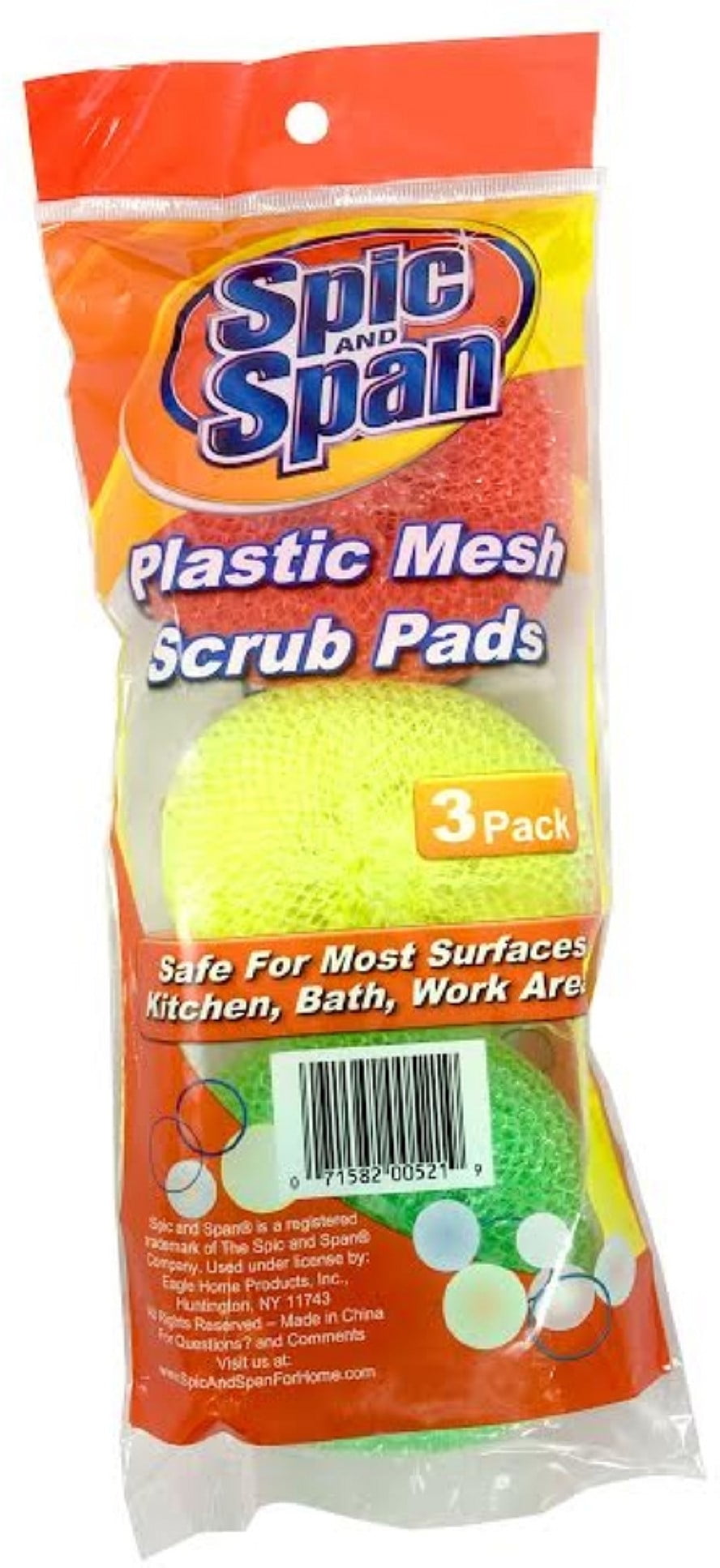 Spic And Span Plastic Mesh Scrub Pads, 3 ea - Walmart.com