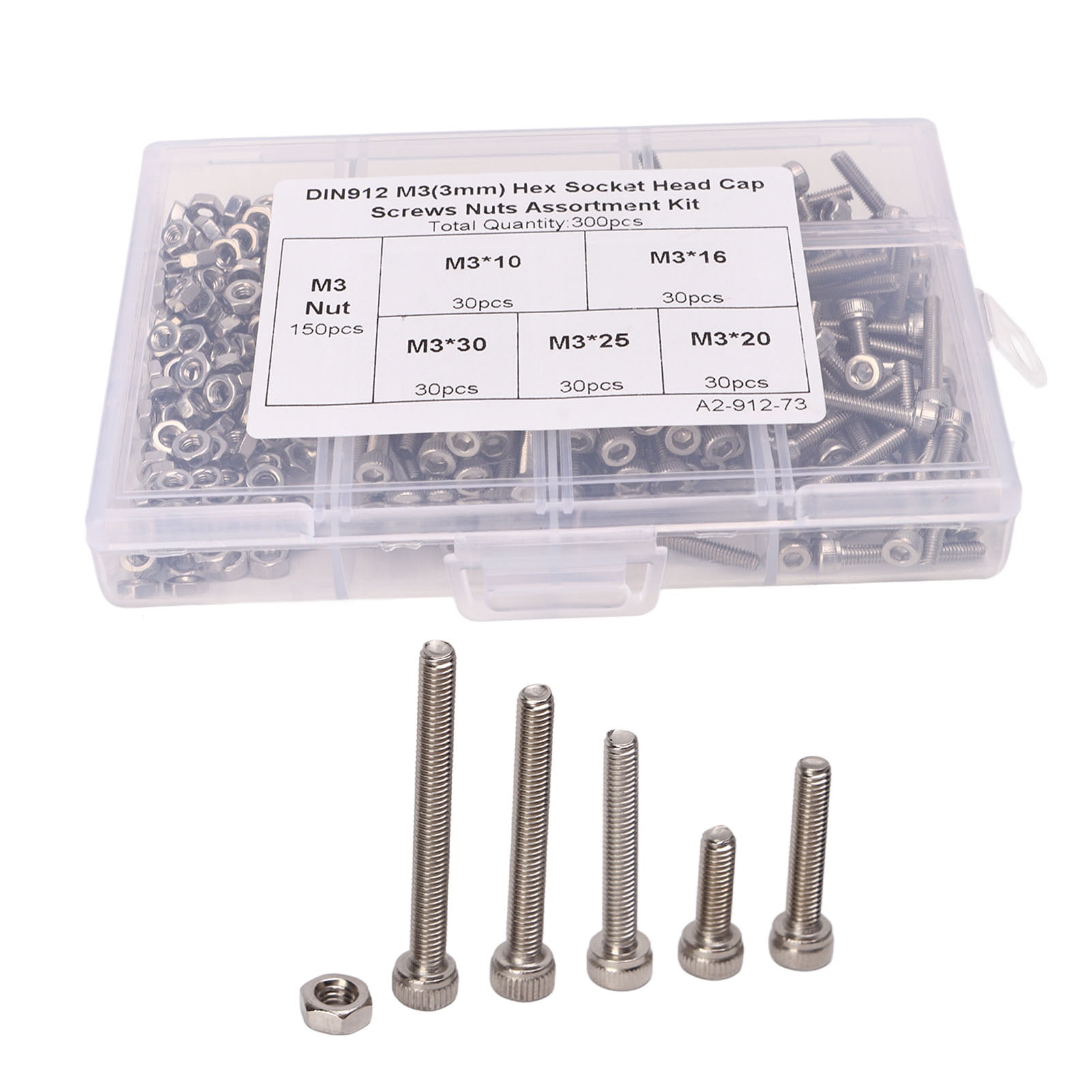 M3 Hex Socket Head Screws 304 Stainless Steel Hex Cap Bolts Nuts ...