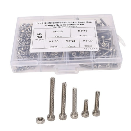 M3 Nut Fastener Kit, Multiple Sizes Standard Thread Hex Socket Head ...