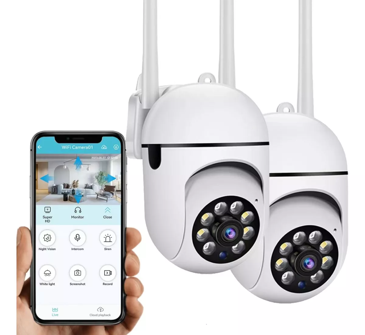 Cámara De Seguridad Wifi Hd 1080p Foco 360° Alarma 2 Piezas | Walmart ...