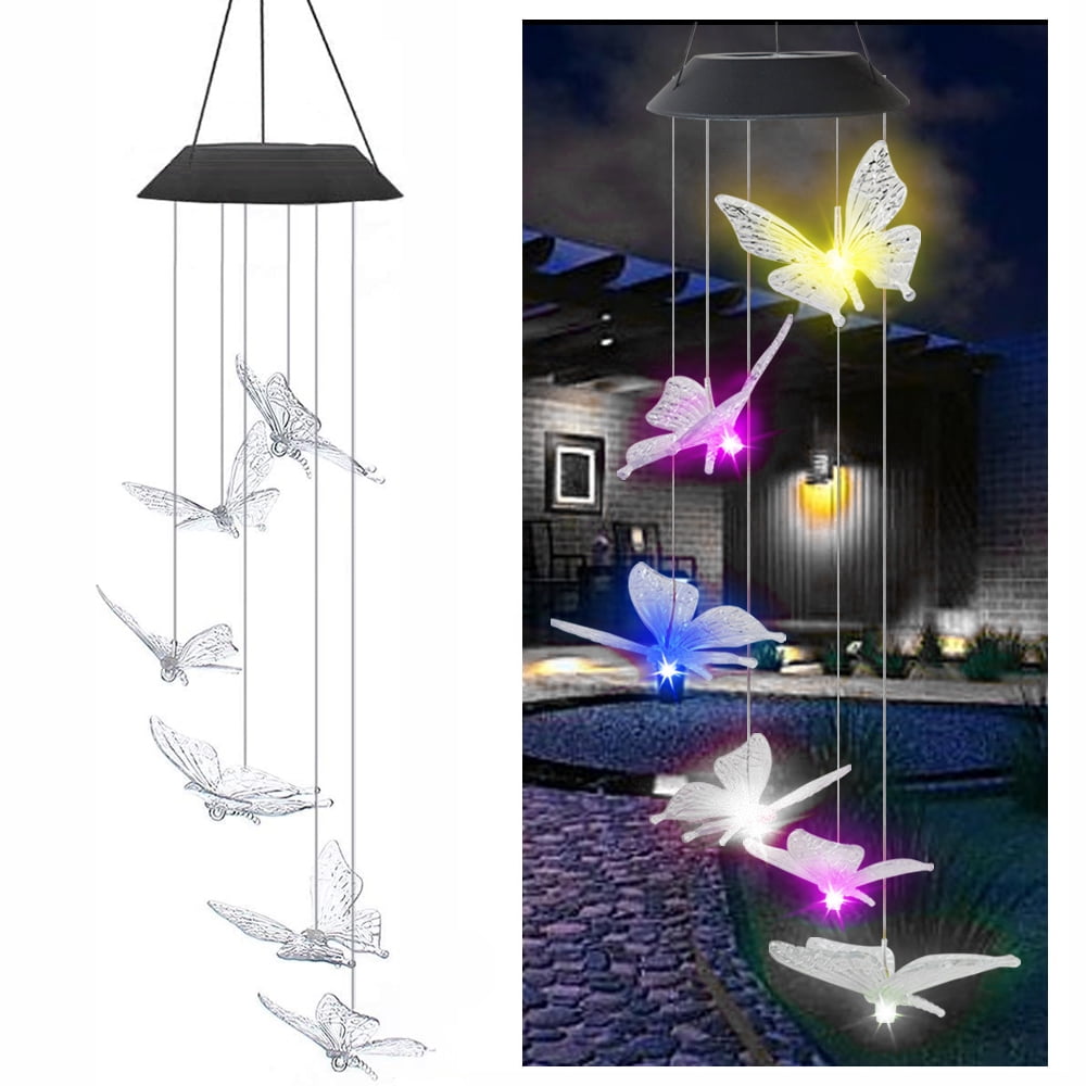 Lampe de carillon éolienne à énergie solaire à changement de couleur ...