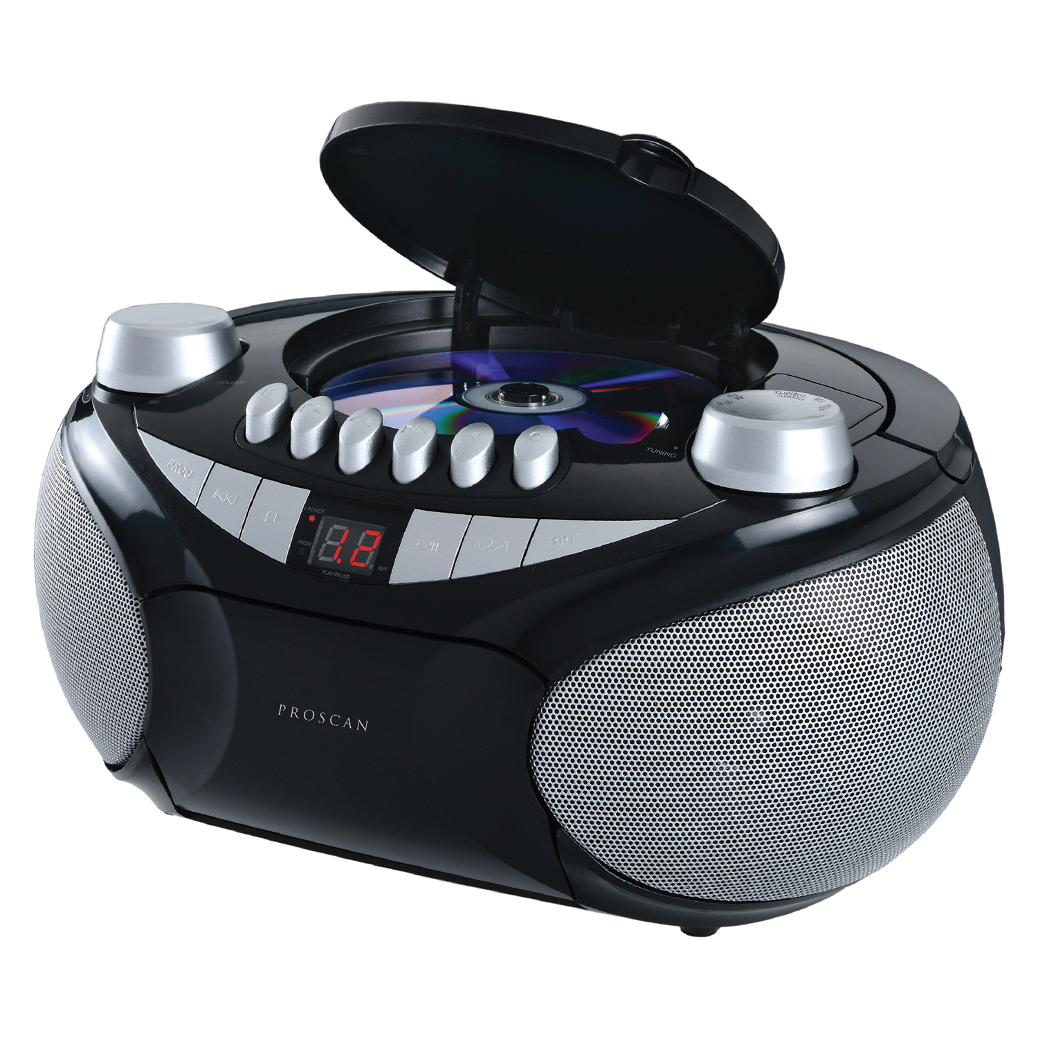 Proscan PRCD286 SLVRBLK 2 4 Watt RMS Portable CD Player And Cassette