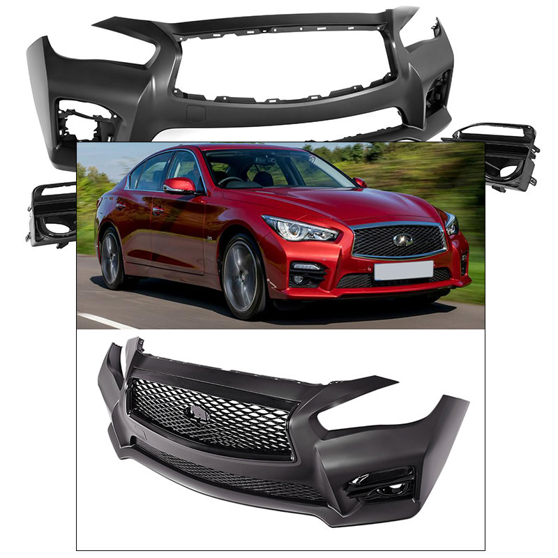 Front Bumper w/ Grille Kit Red Sport 400 Style For 2014-2017 Infiniti ...