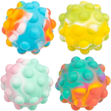 ZHENGBOS 3D Pop Ball Fidget Toy 4 Packs Portable Push Pop Ball Sensory ...