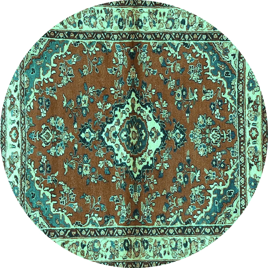 Ahgly Company Indoor Round Persian Turquoise Blue Traditional Area Rugs ...