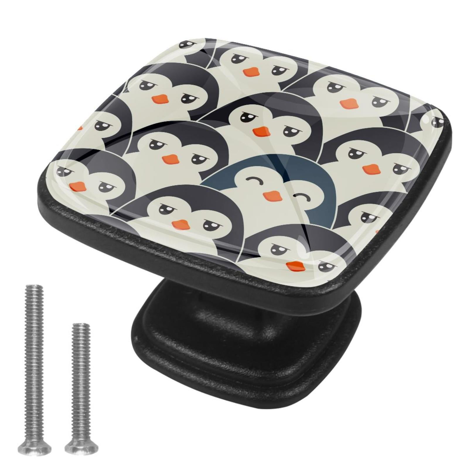 4 Pcs Cabinet Handle Drawer Pulls Penguin Knobs with Screws Square ...