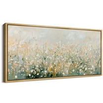 Large Framed Canvas Print Soft Neutrals Floral FieldWall Art Decorative ...