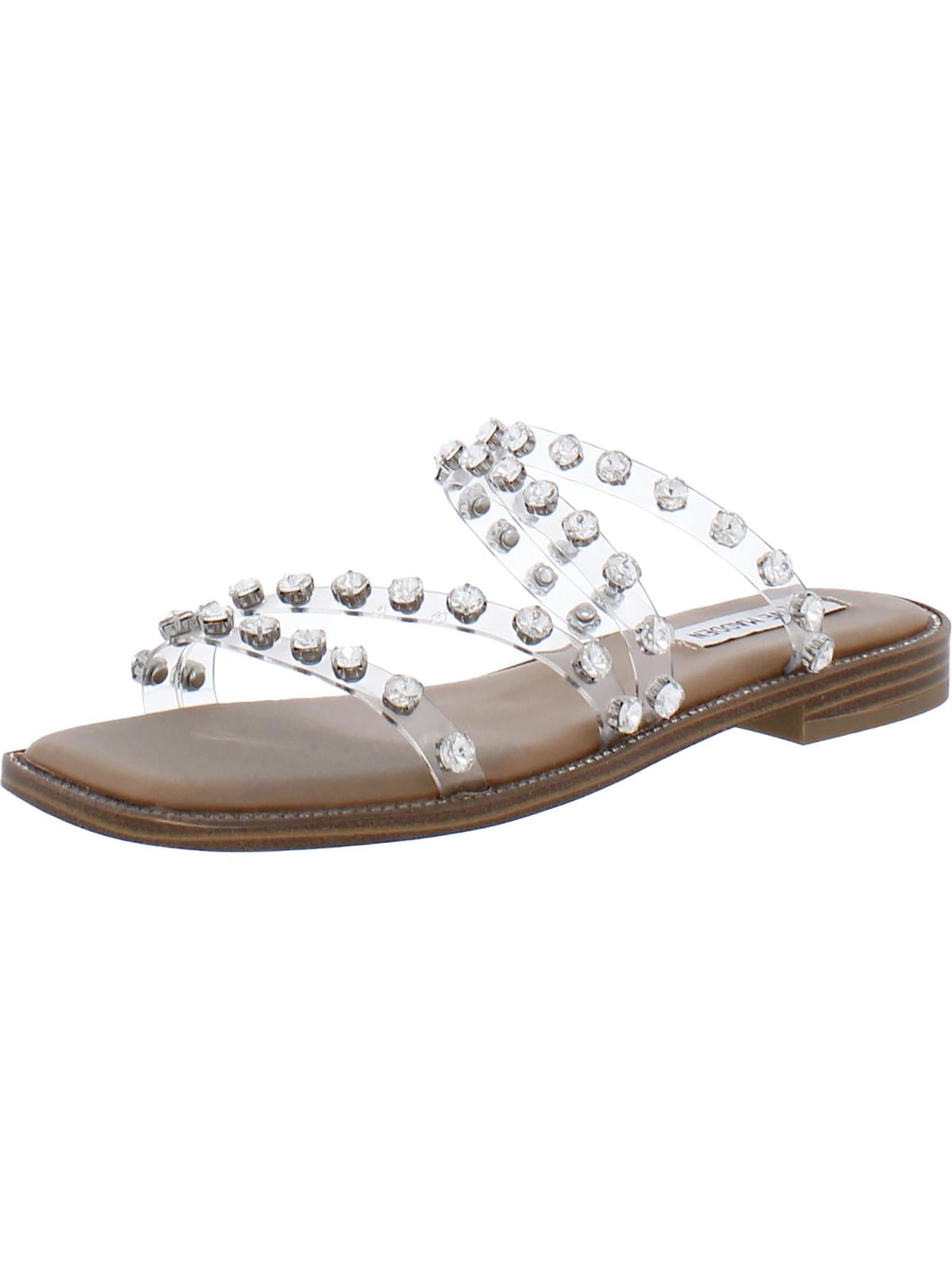 Steve Madden Womens Skyler Square Toe Slip On Flat Sandals - Walmart.com