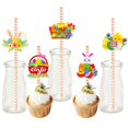 24pcs Easters Themed Stripe Paper Straw for Picnics Eggs Rabbits ...