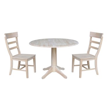 42" Round Top Pedestal Table with 2 Chairs - Walmart.com