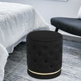 Joveco Round Velvet Ottoman Footstool, Modern Upholstered Button Tufted ...