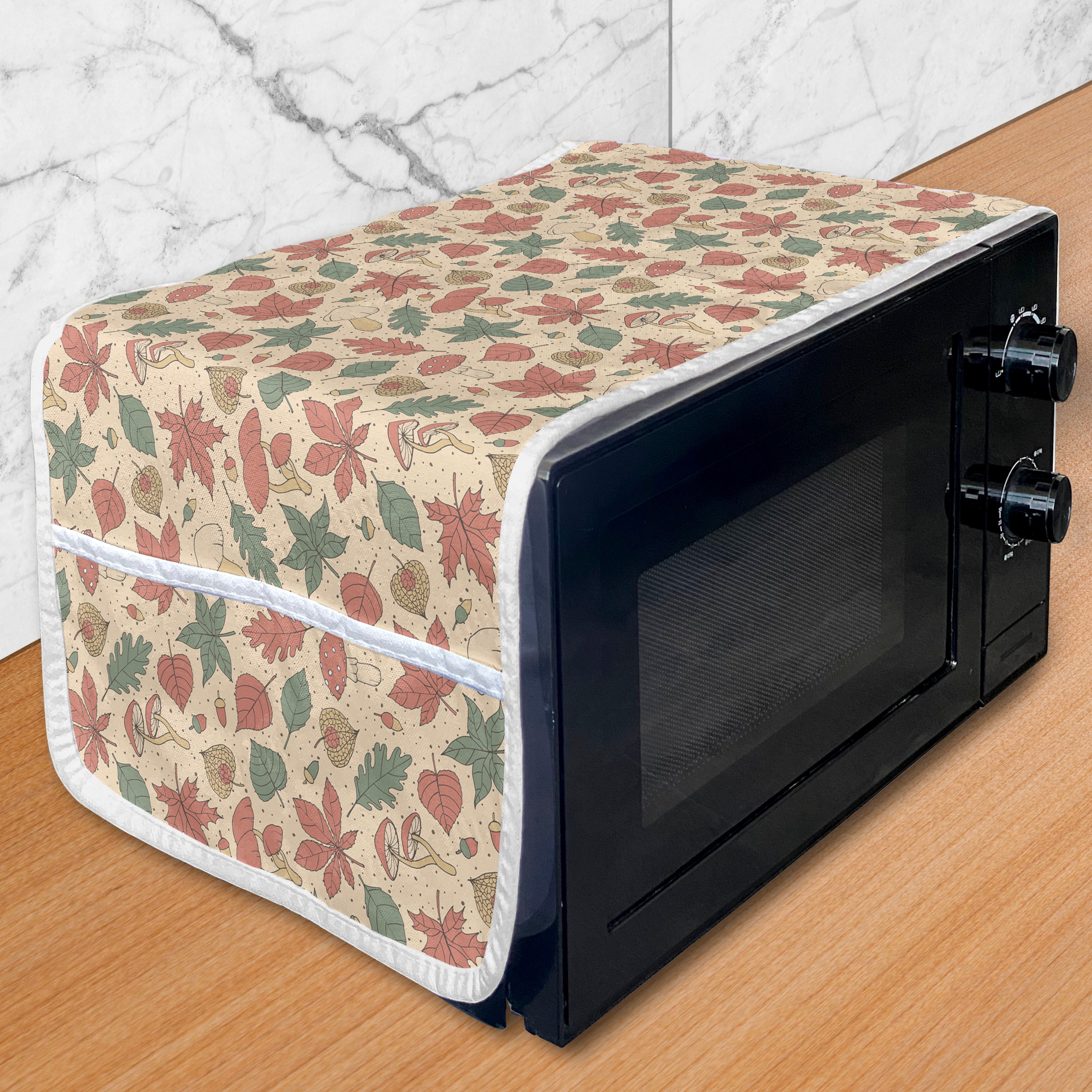 Botanical Microwave Oven Cover, Forest Scene of Various Leaves ...