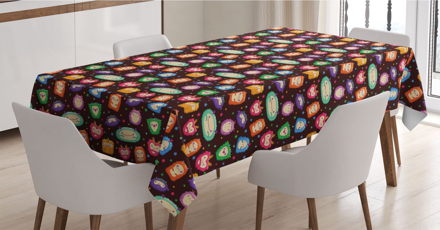 Alien Tablecloth, Abstract Beings with Facial Expressions Crying ...