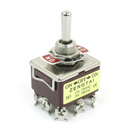 AC 380V 10A ON-OFF-ON 3 Positions 9 Pin Latching Toggle Switch 3PDT ...