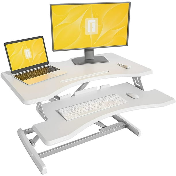 FEZIBO Height Adjustable Stand up Desk Converter, White, 30" - Walmart.com