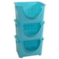 Basicwise "Stackable Plastic Storage Container, Blue Stacking Bins ...