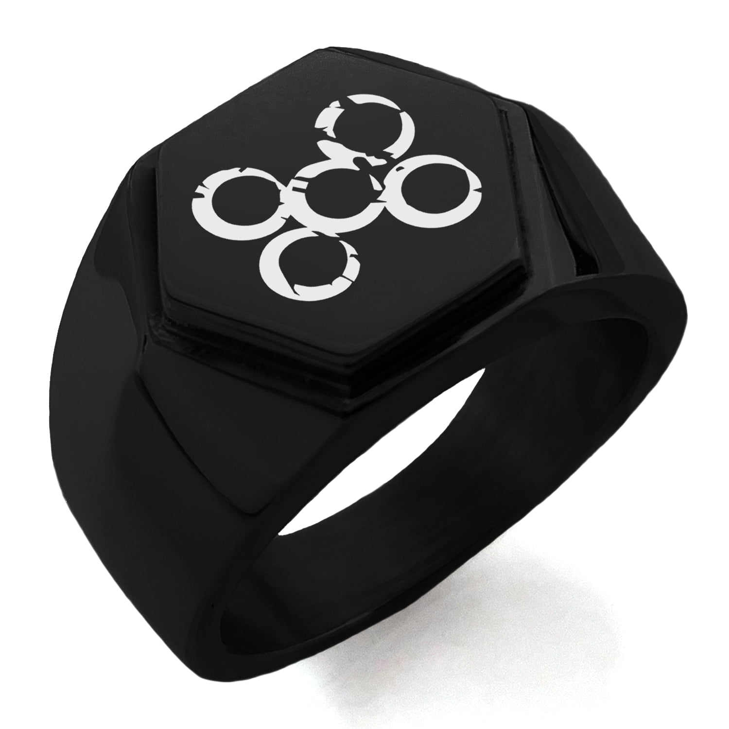 Stainless Steel Ancient Tribal Loyalty Rune Engraved Hexagon Crest Flat ...