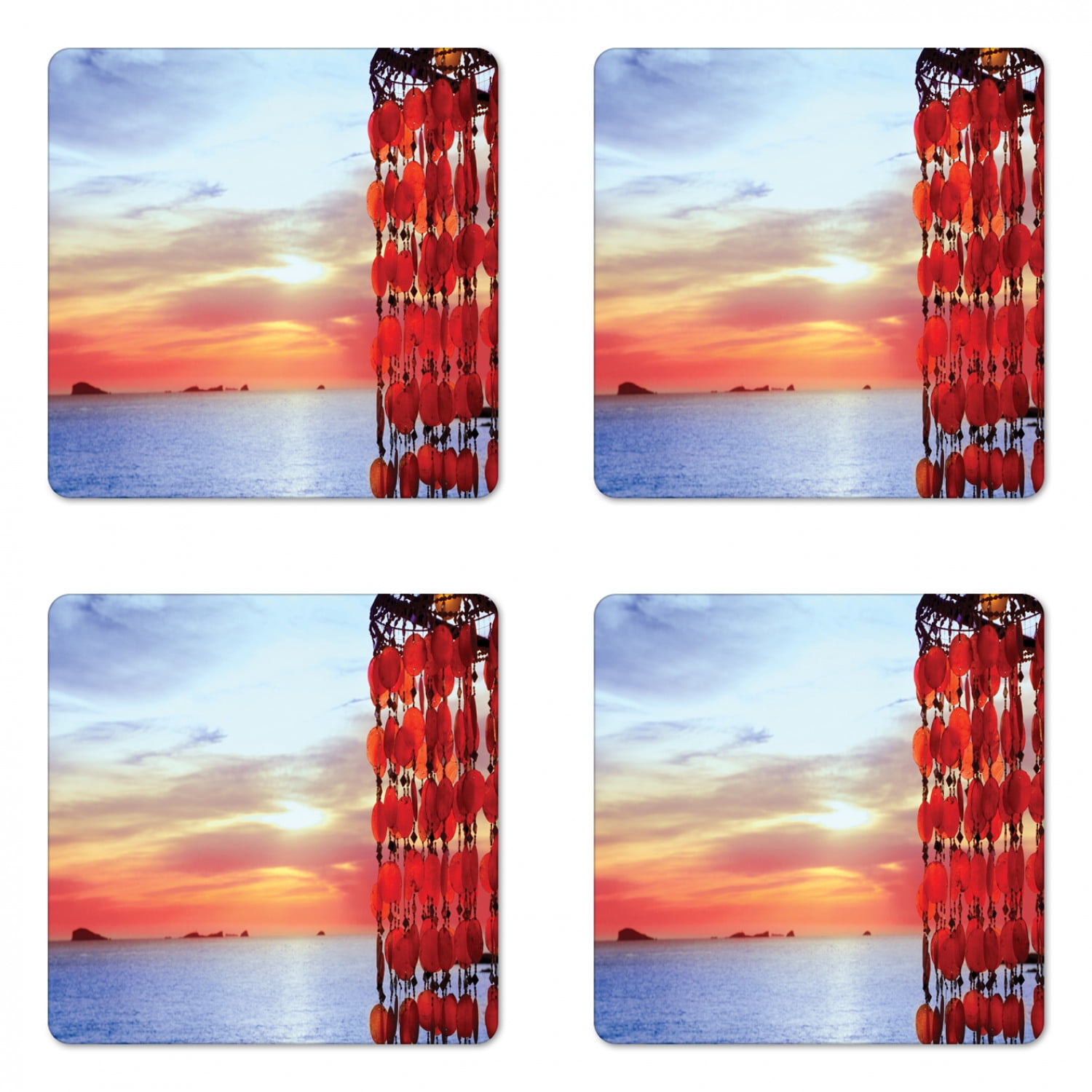 Beach Coaster Set of 4, Dreamcatcher Ibiza Sunset Mediterranean Sea ...