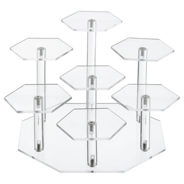 5 Tier Acrylic Wooden Display Stand, Clear Acrylic Display Riser Shelf ...