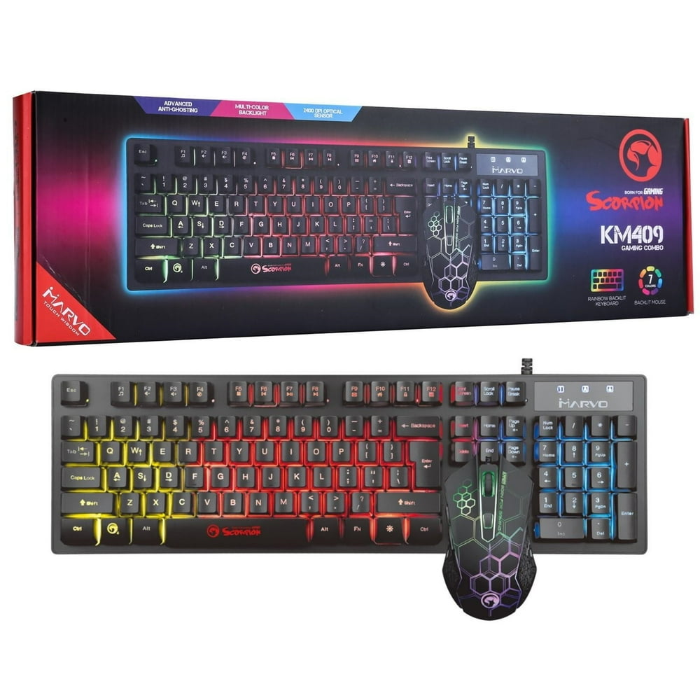 Marvo Scorpion KM409 LED USB Wired Optical Gaming Mouse and Keyboard ...