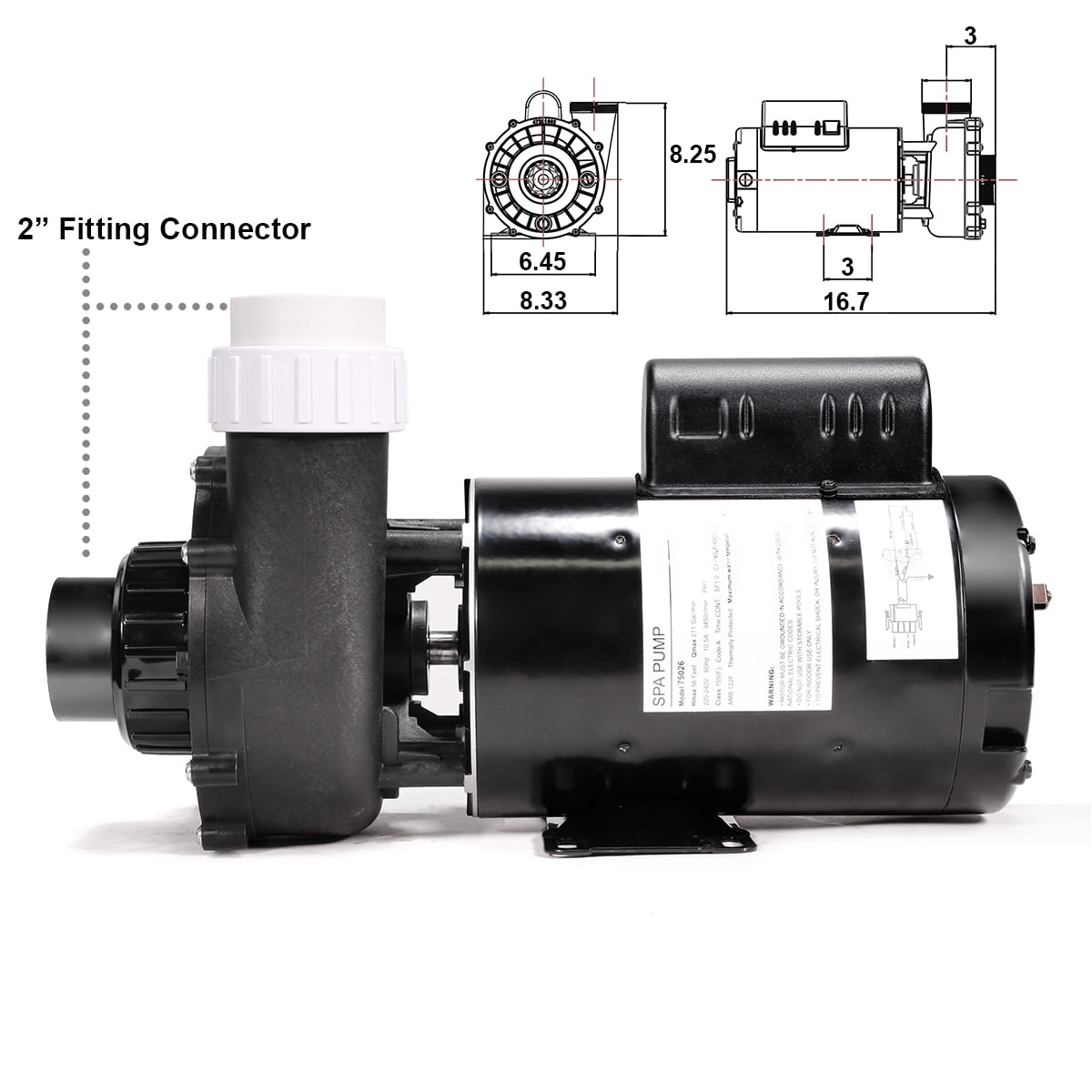 Buy XtremepowerUS 2.0HP Spa Pump Side Discharge Pump 220 Volt Single ...