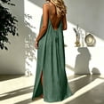 Plus Size Backless Cami Dress for Women 2026 Summer Linen Cutout Slit ...