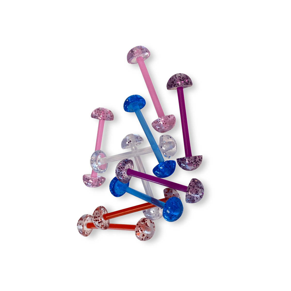 Bioflex Tongue and Nipple Ring Glitter Half Ball Retainers 14 Gauge ...