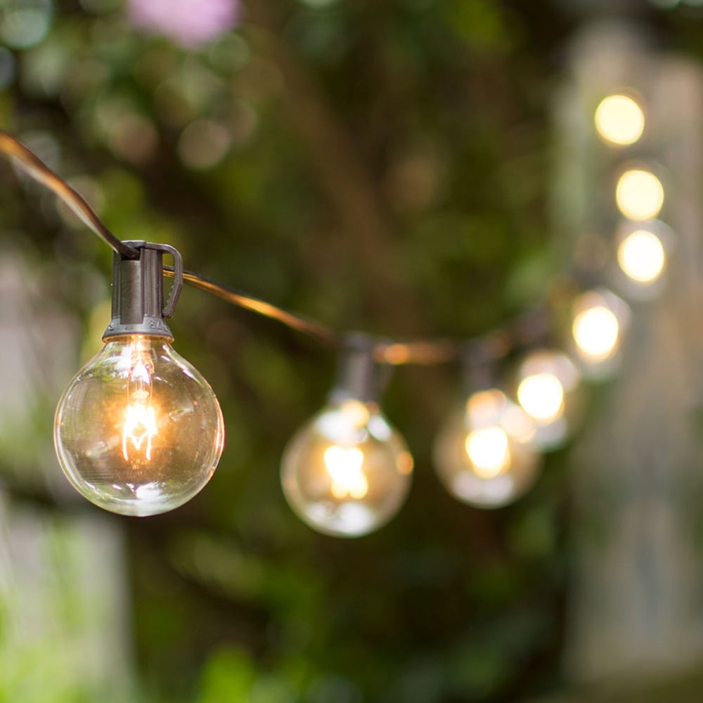 2 Pcs Patio & Bistro Lights Globe String Lights 2 Inch E12 Bulbs 100 ...