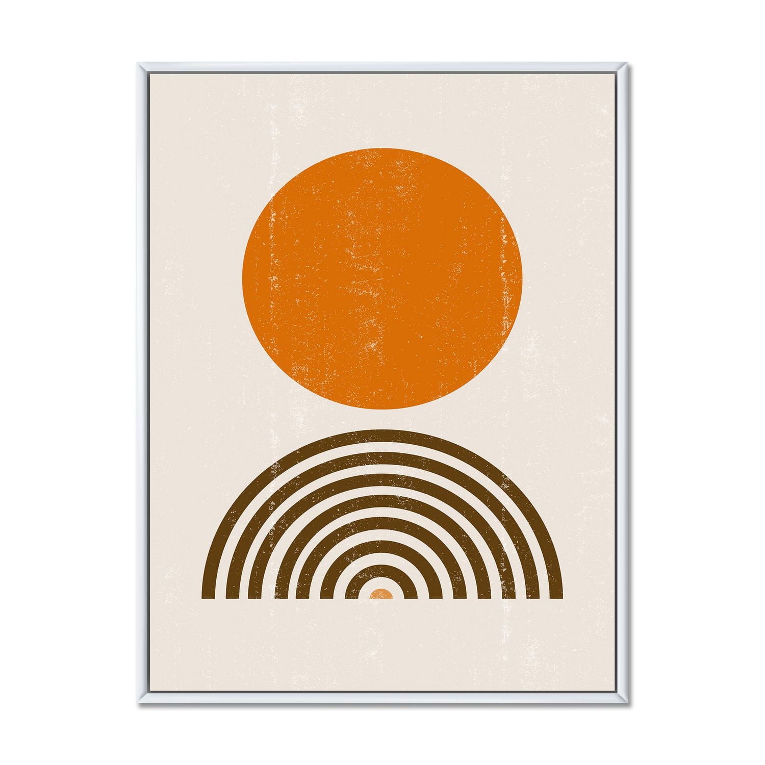 Designart Abstract Minimal Orange Sun and Rainbow I FLOAT FRAME WALL ...