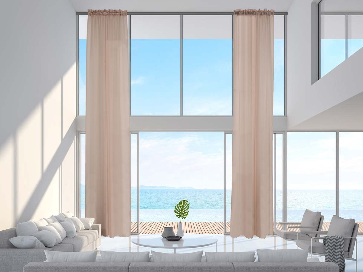 3S Brother's Pink Lace Sheers Dots Pattern Curtains Extra Long Set of 2 ...