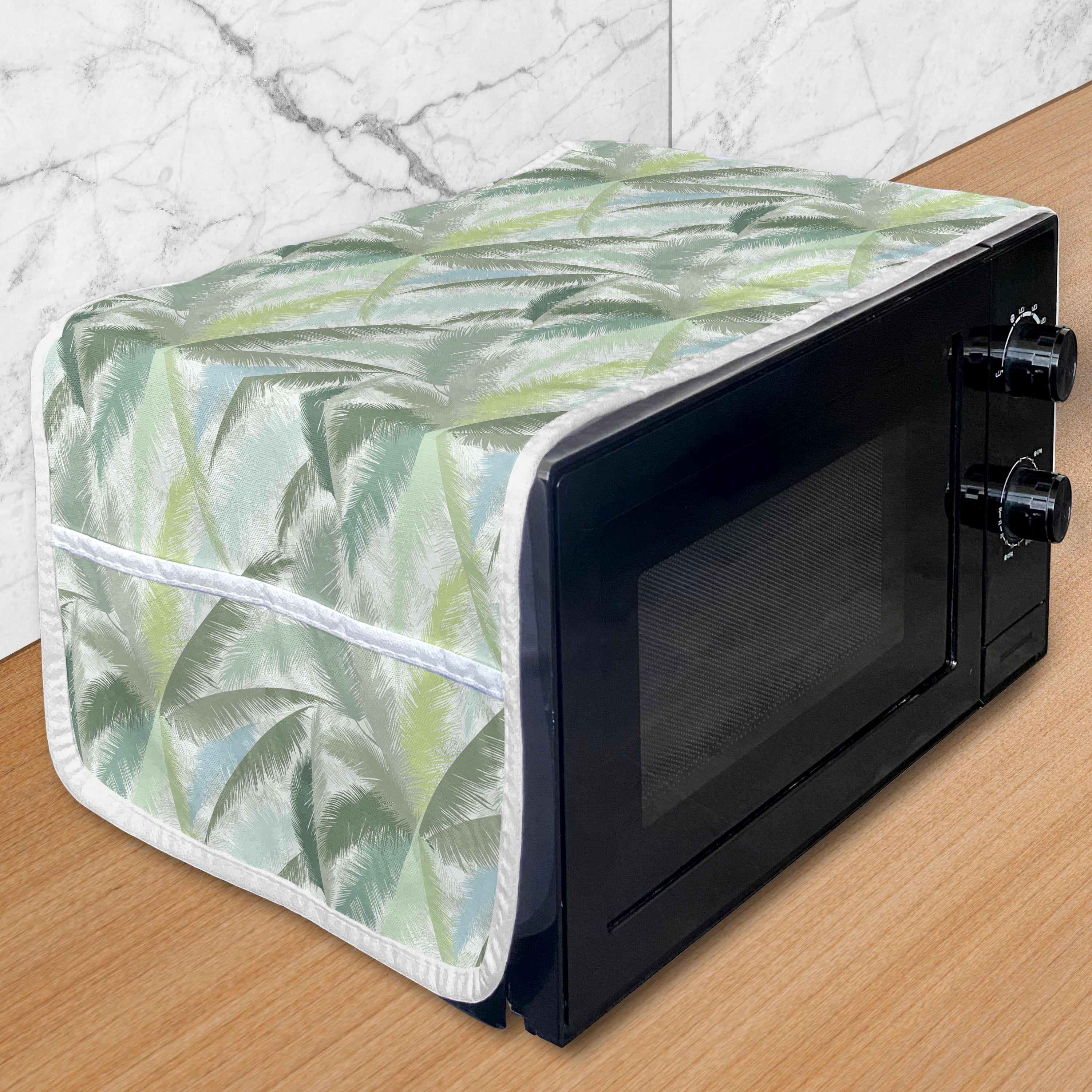 Palm Tree Microwave Oven Cover, Leafy Branches in Shades of Green ...