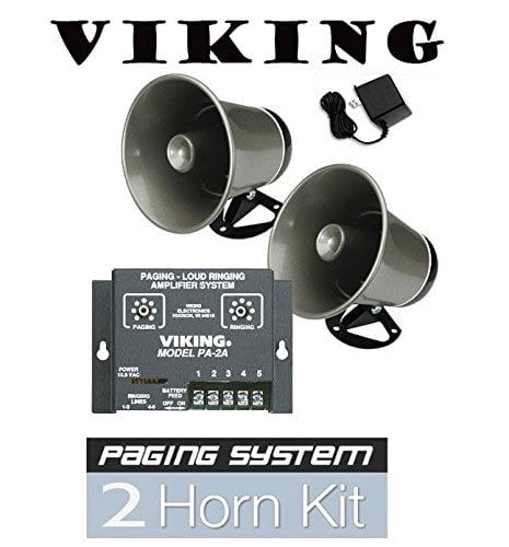 Viking Intercom Paging System with Amplifier and 2 Powered Speaker PA ...