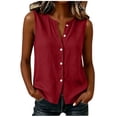 ClodeEU Women's Sleeveless V Neck Button Down Blouse,Casual Solid Color ...