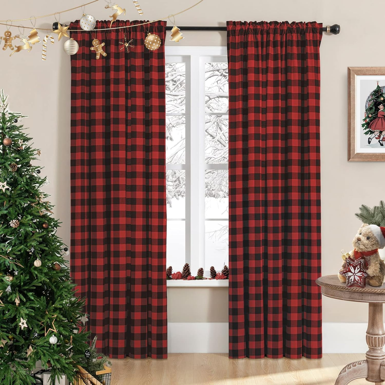 Click here for Bwkznv Buffalo Check Plaid Curtains For Living Roo... prices