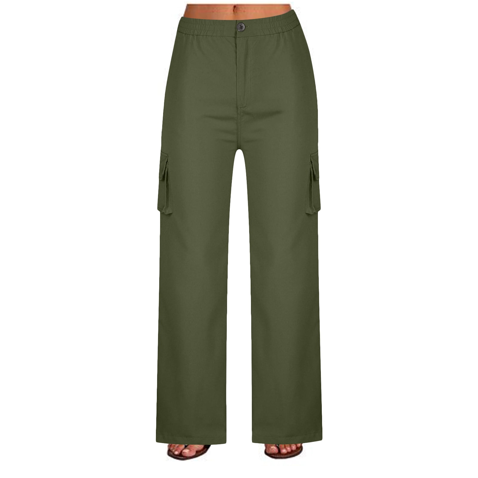 Ecqkame Women's Wide Leg Pants Clearance Women's Cargo Pants Trousers ...