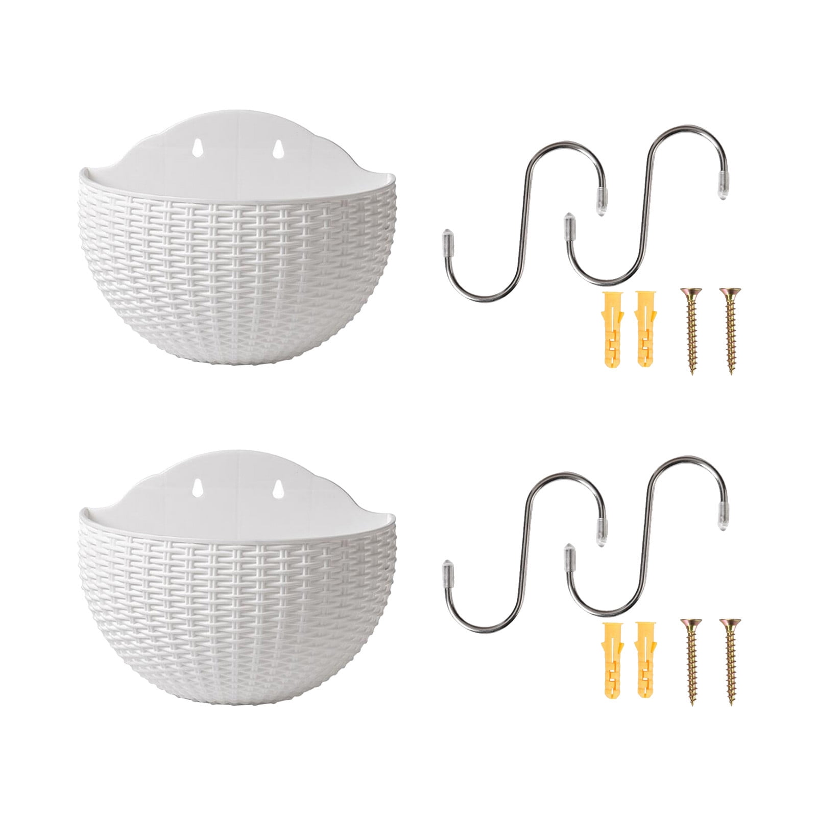 Creative Imitation Rattan Wall Hanging Semicircle Flower Pot Without ...