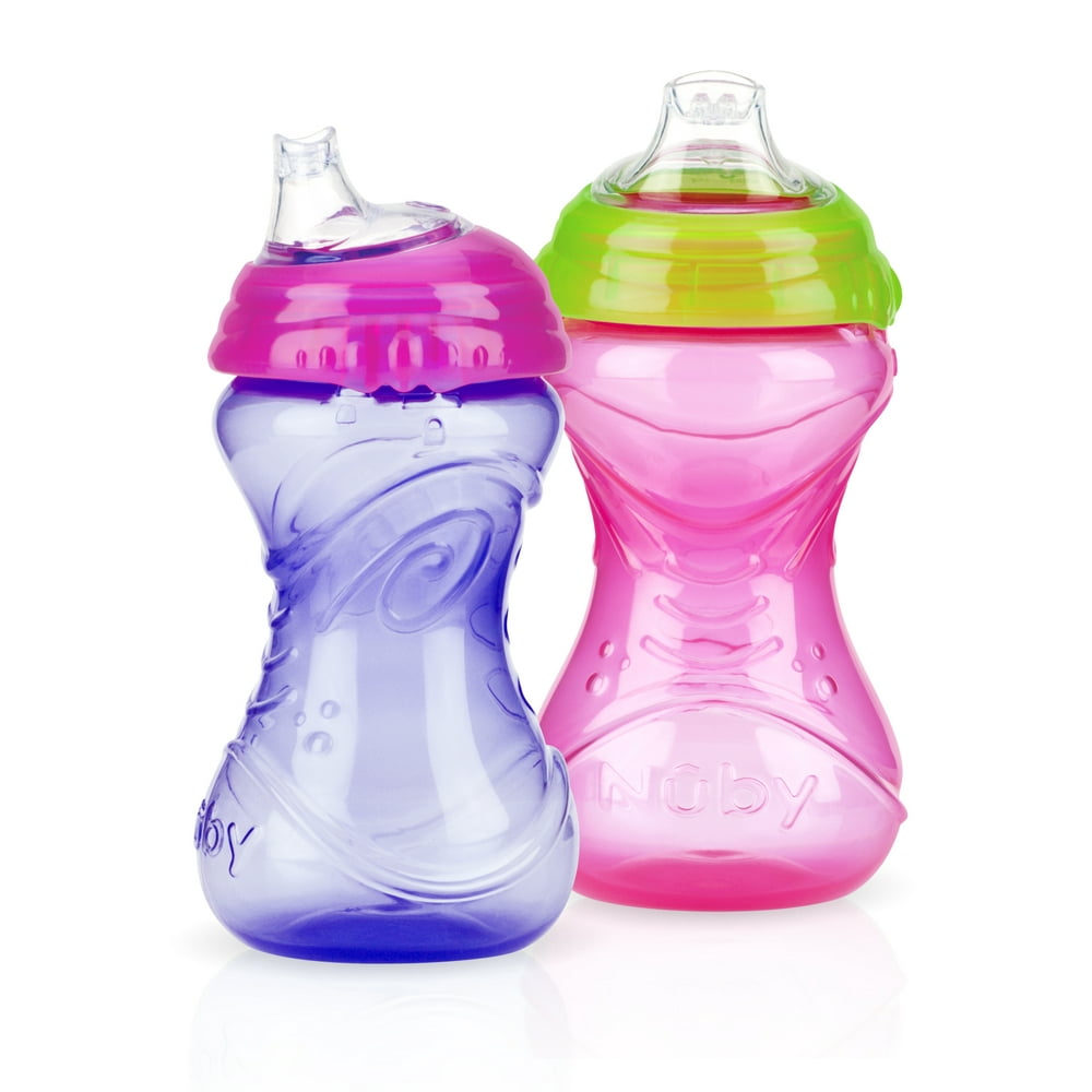 Nuby 10oz Clik-It Cup with Silicone Spout 2 Pack, Girl Assortment ...