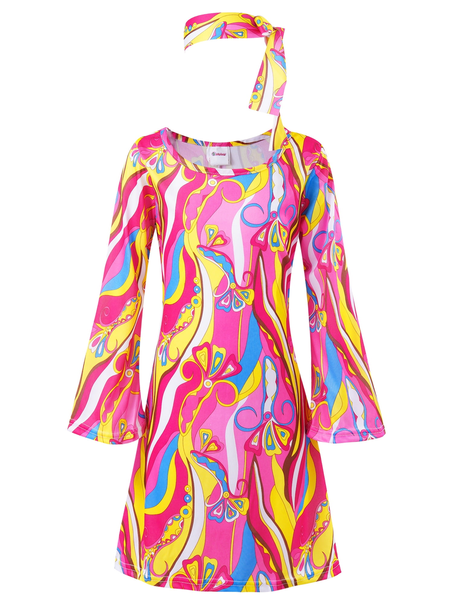 IEFIEL Kids Girls Halloween Cosplay Costume 70s Disco Diva Theme Party ...