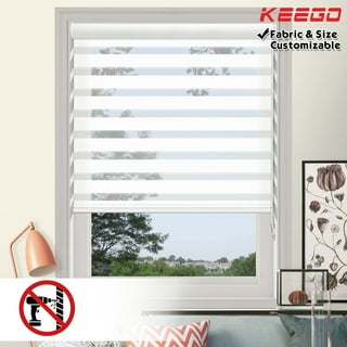Biltek Cordless Zebra Window Blinds with Modern Design - Roller Shades w/ Dual Layers - Solid ...