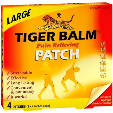 Tiger Balm Odor Free Muscle Relief Large Pain Relieving Patch - 4 Ct ...